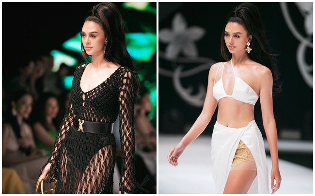 Vợ Bùi Tiến Dũng diện bikini khoét hông cao trên sàn diễn | Du lịch & Doanh nhân